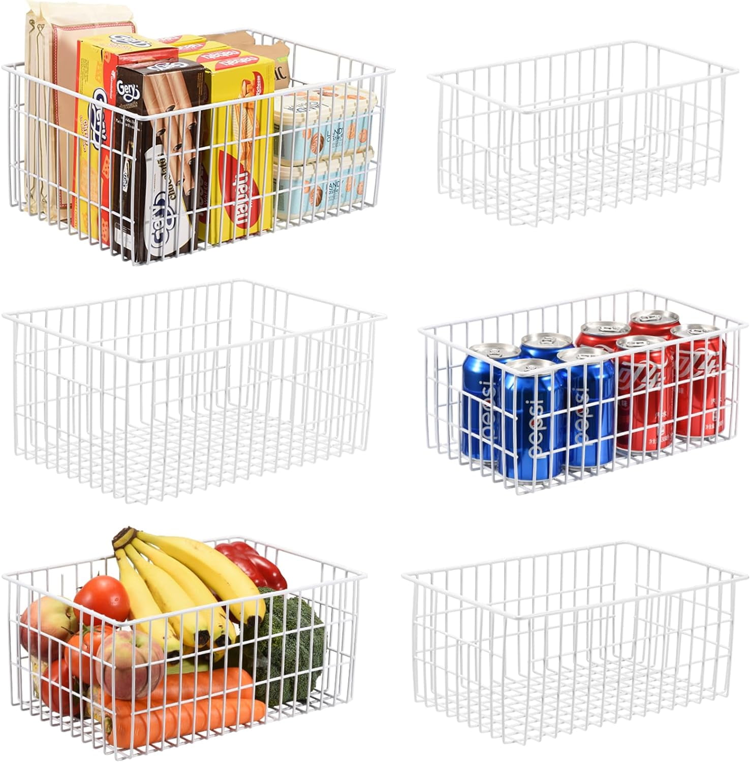 Freezer Organizer Bins, Vertical Sides Wire Freezer Baskets for Upright ...