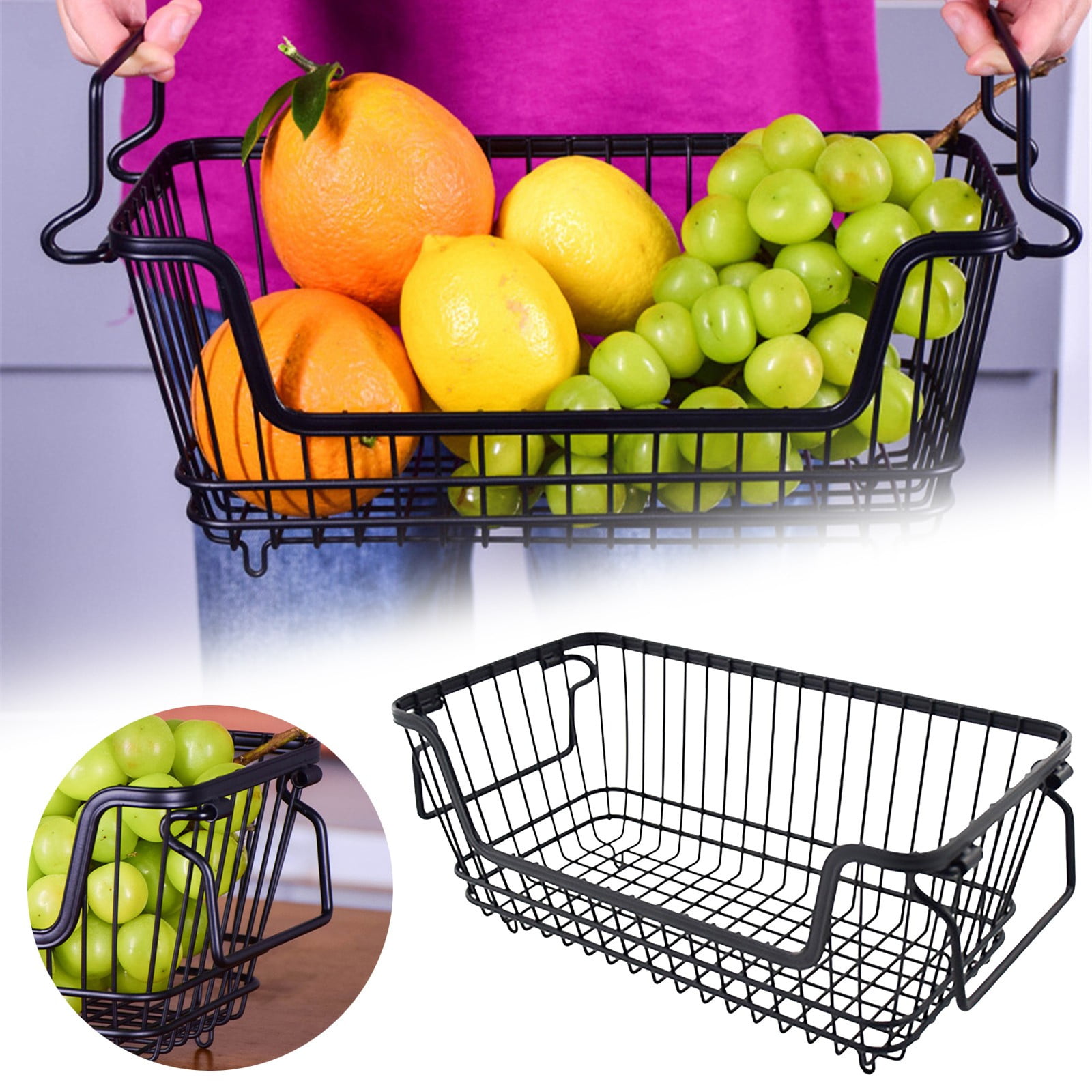 Freezer Organizer Open Front Stackable Wire Storage Baskets Chest ...