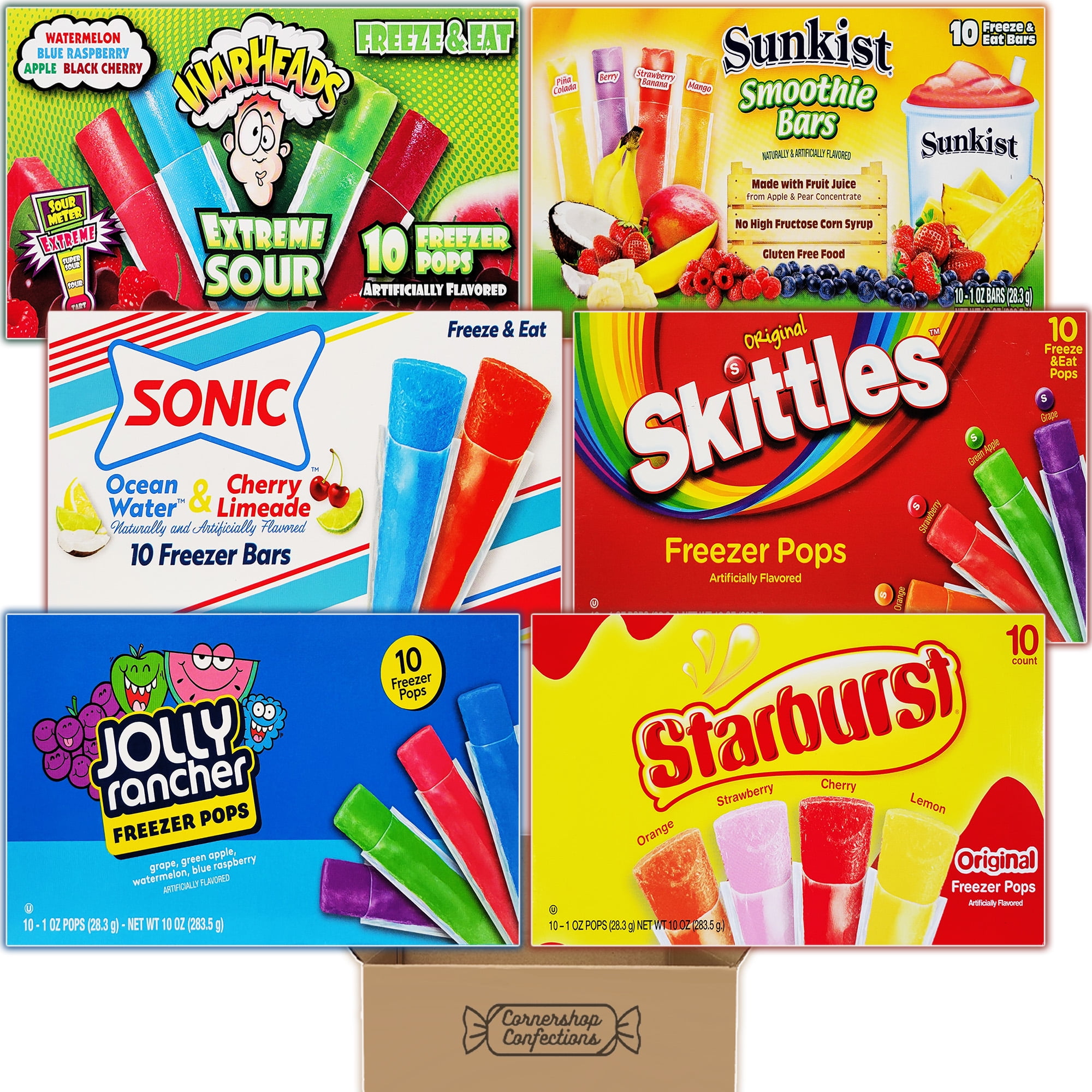 Cornershop Confections Freezer Pops Variety Pack, 60 Count, Starburst ...