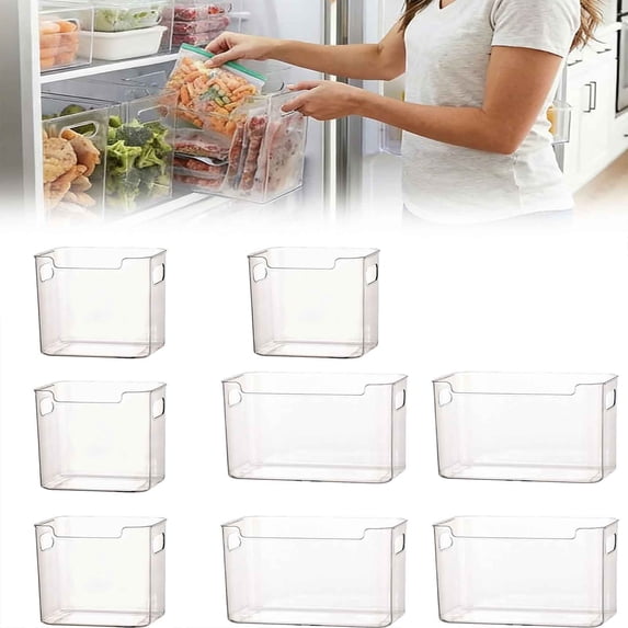Freezer Storage Bins 4 Pack Clear Plastic Stackable Organizer Bins with ...