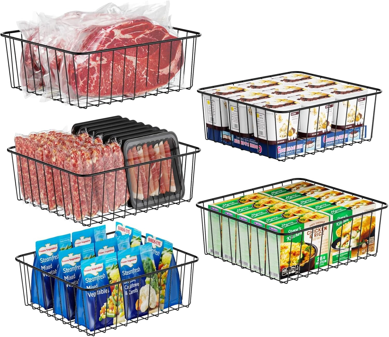Freezer Storage and Organizer- 5 Pack Small Upright Freezer Baskets for ...
