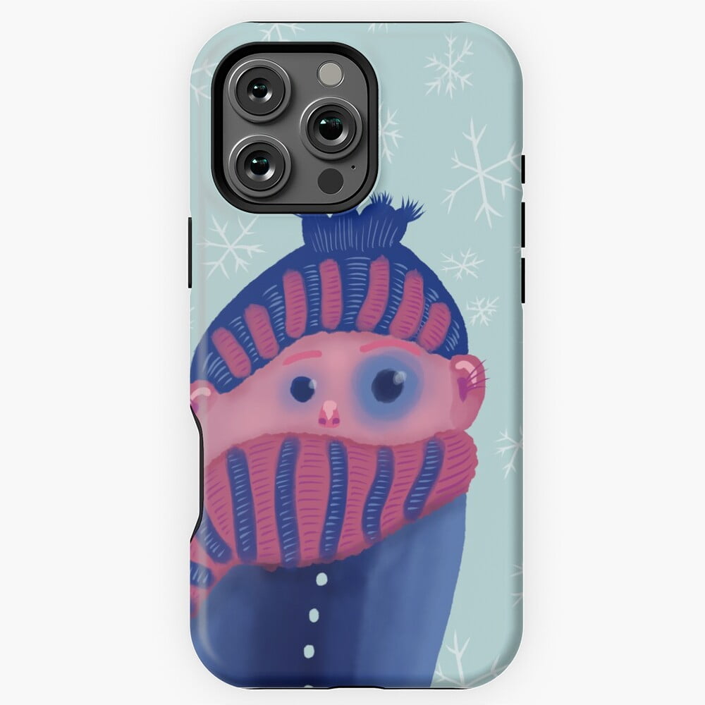 Freezing Kid With Hat Scarf Phone Case for iPhone 11 12 13 14 15 16 17 ...