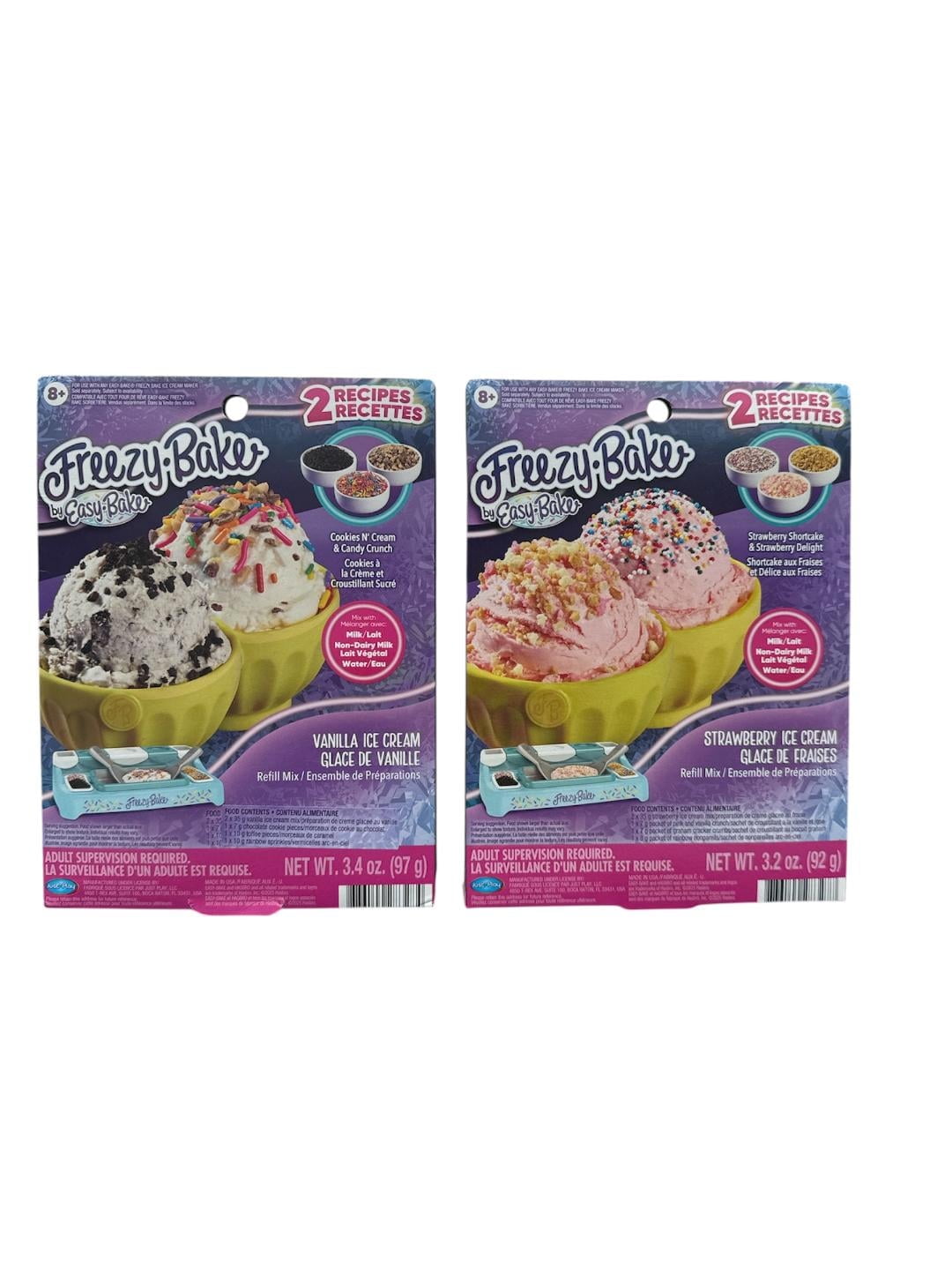 Freezy Bake by Easy Bake Ice Cream Refill Mix Vanilla and Strawberry 2 ...