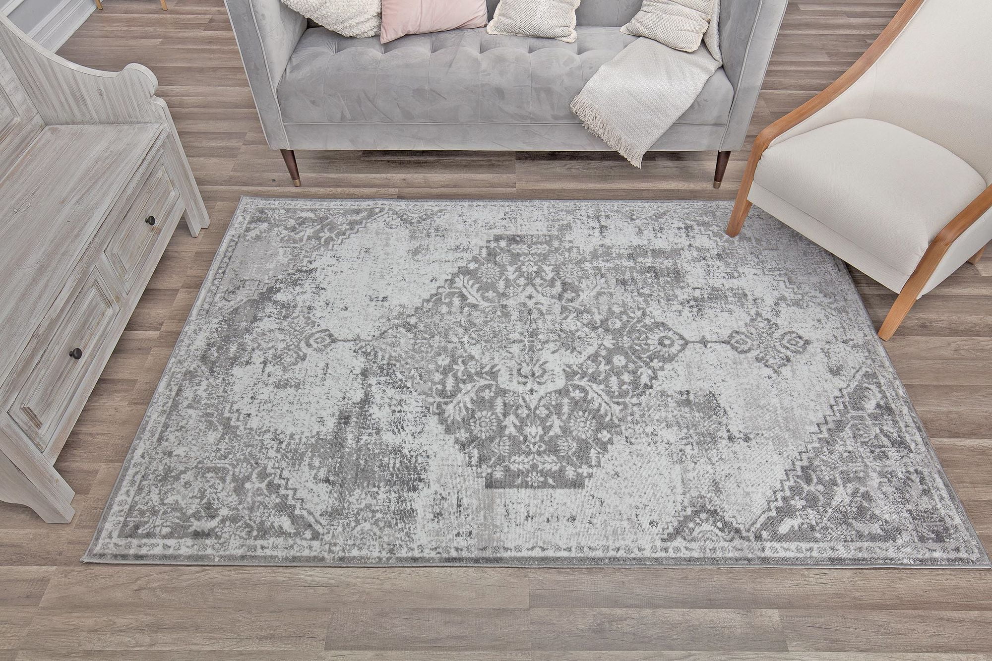 Rugs America Freida Charcoal Vintage Farmhouse Area Rug 2'6 x 4 ...