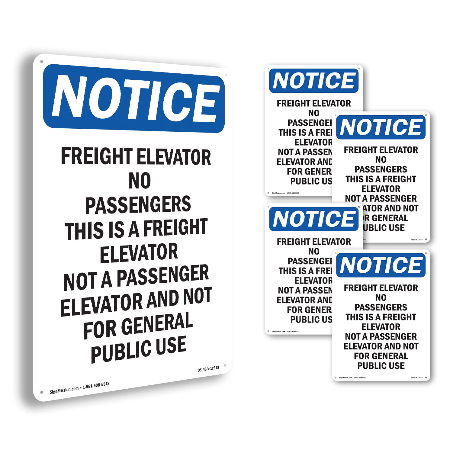 Freight Elevator No Passengers OSHA Notice Aluminum Sign 14 Inch x 10 ...