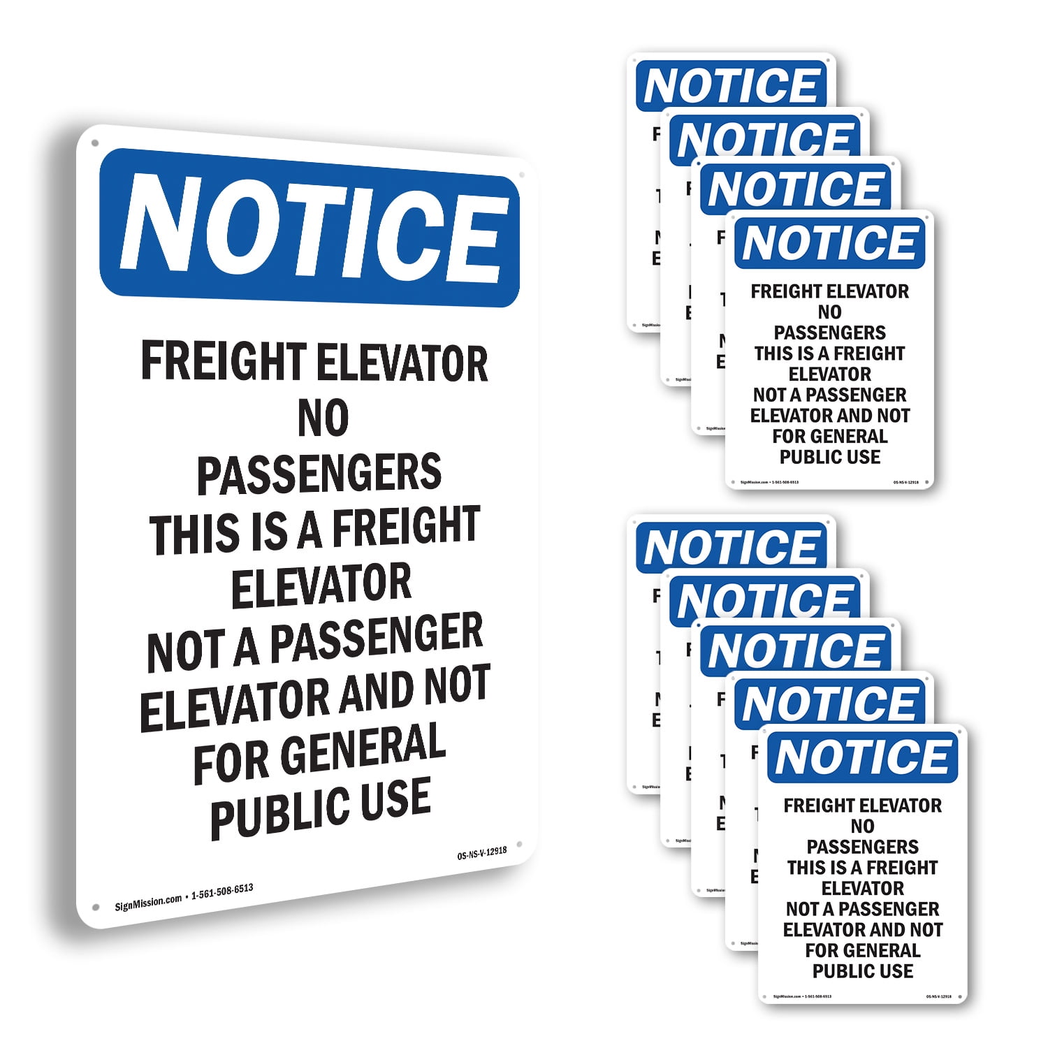 Freight Elevator No Passengers OSHA Notice Rigid Plastic Sign 10 Inch x ...
