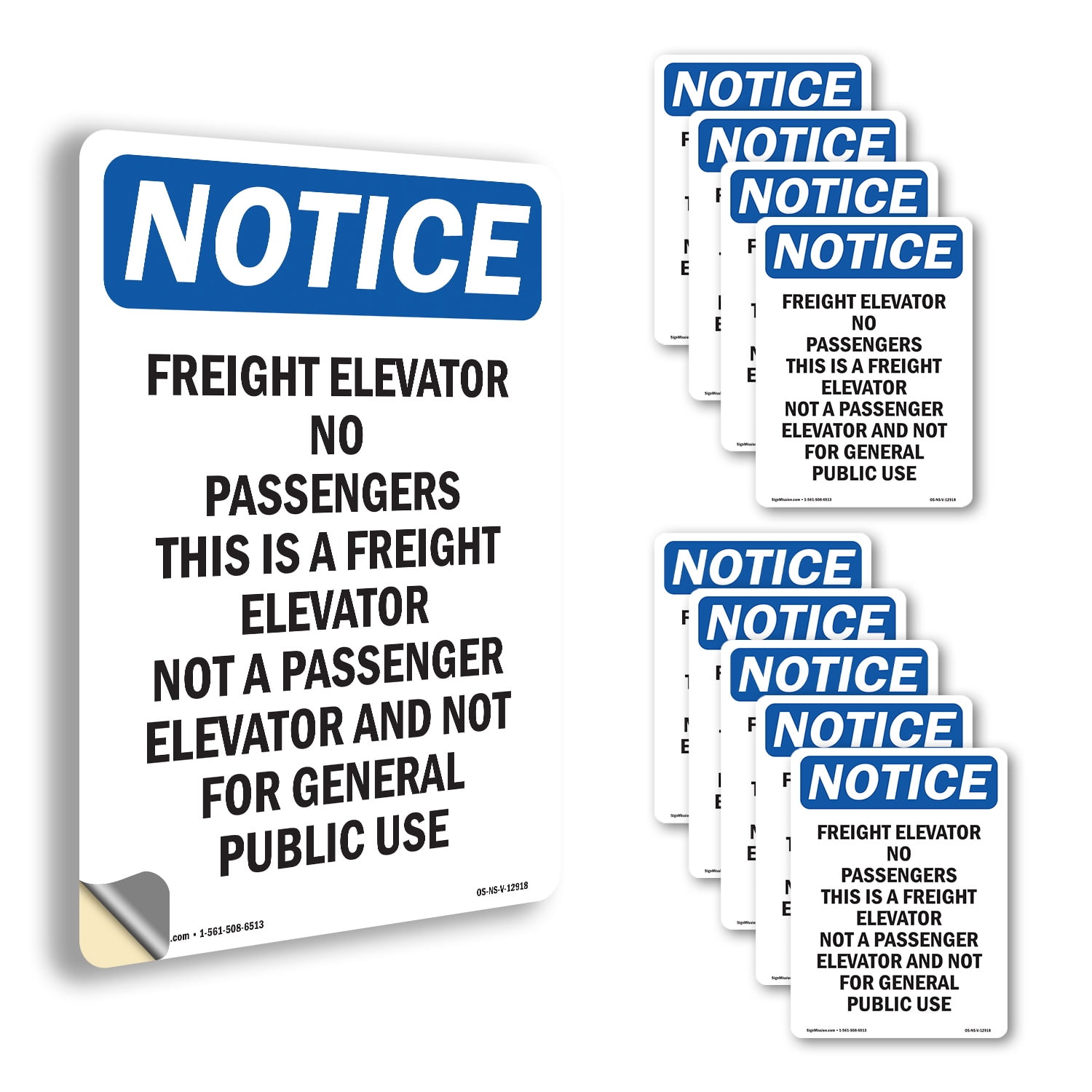 Freight Elevator No Passengers OSHA Notice Vinyl Decal Label 10 Inch x ...