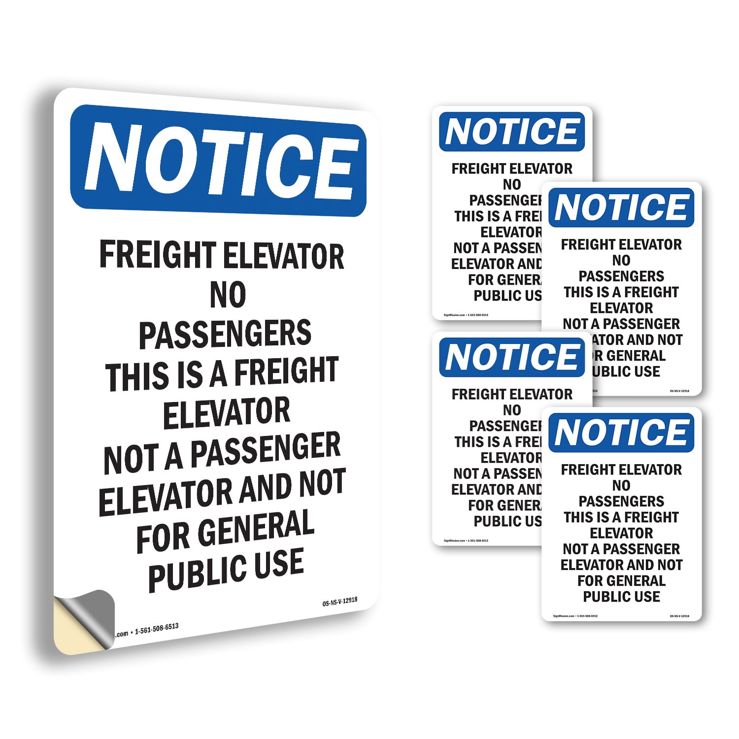 Freight Elevator No Passengers OSHA Notice Vinyl Decal Label 7 Inch x 5 ...