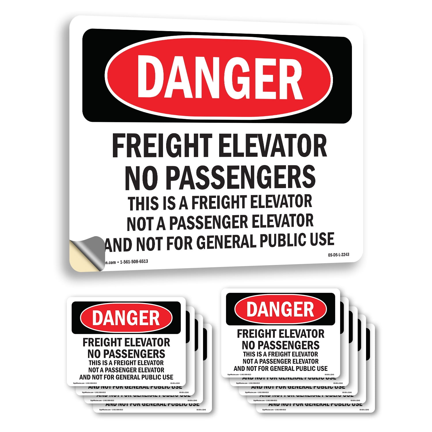 Freight Elevator No Passengers This Is A OSHA Danger Vinyl Decal Label ...