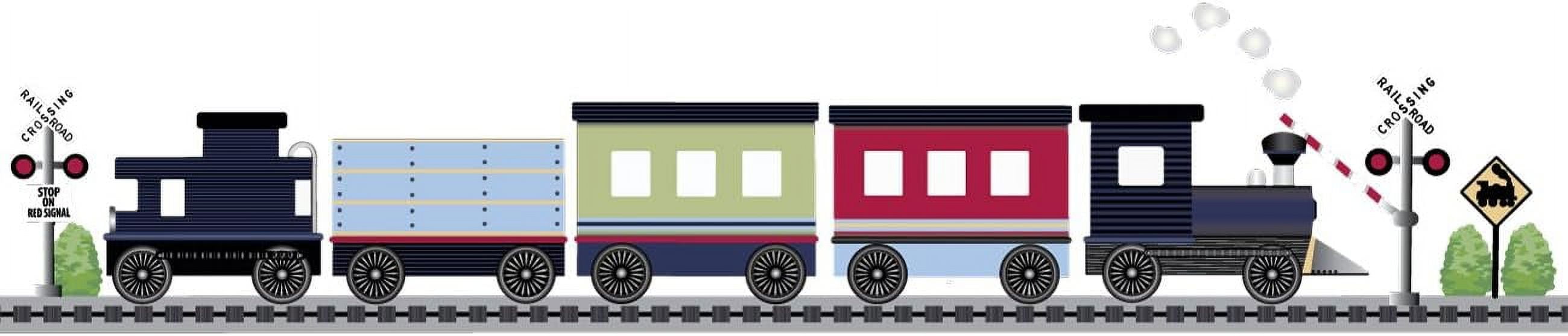 Freight Train Wall Decal with 15 ft of Straight Railroad Track Eco ...