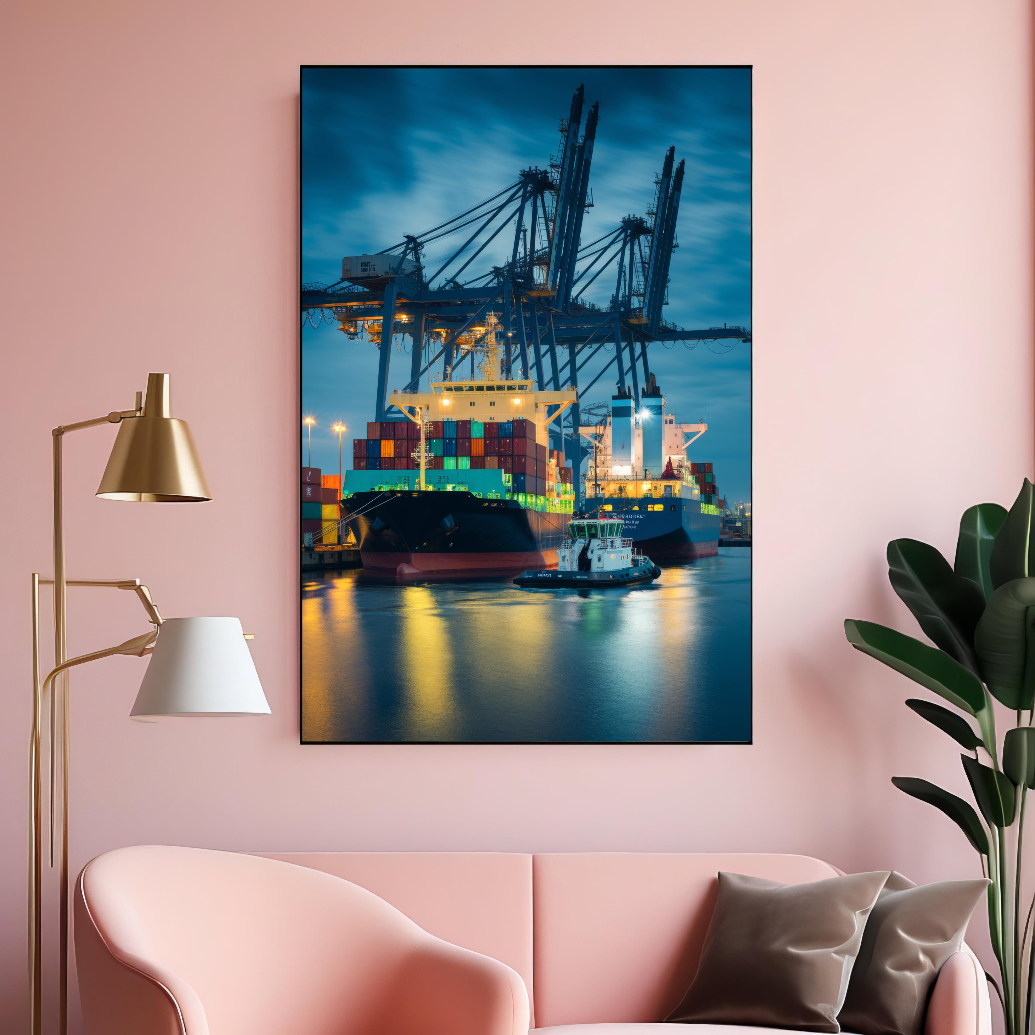 Freighter with Cargo Containers Port of Seattle Photo Art Print Poster ...