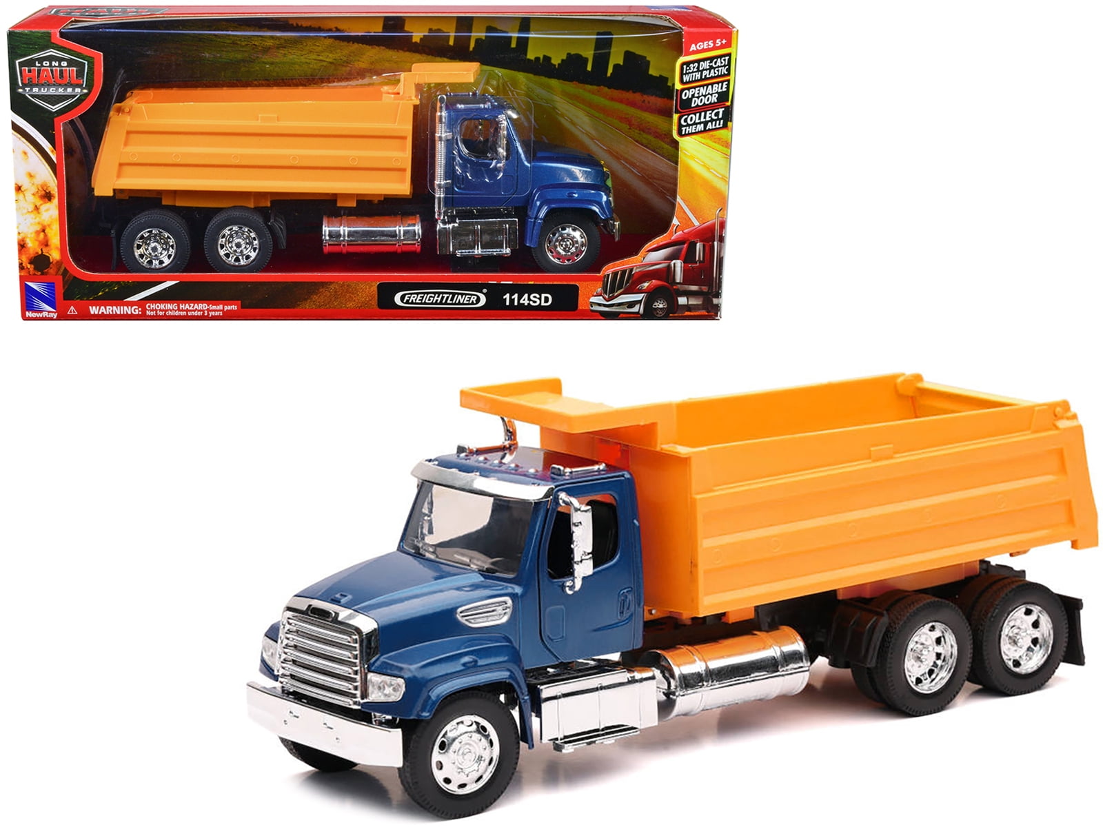 Freightliner 114SD Dump Truck Blue and Yellow "Long Haul Trucker ...