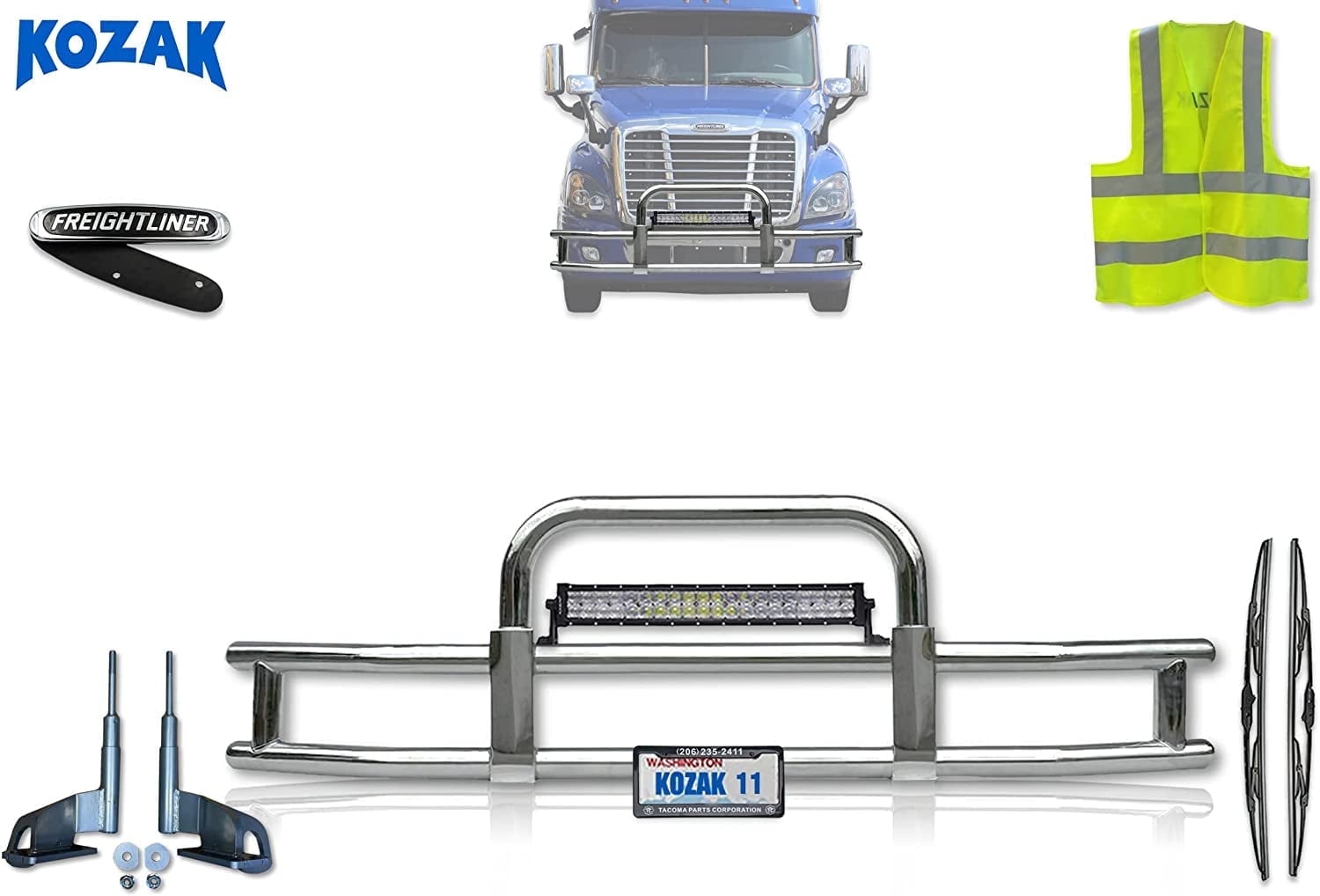 Freightliner Cascadia 2008-2017 Bumper Grill Deer Brush Guard - Chrome ...
