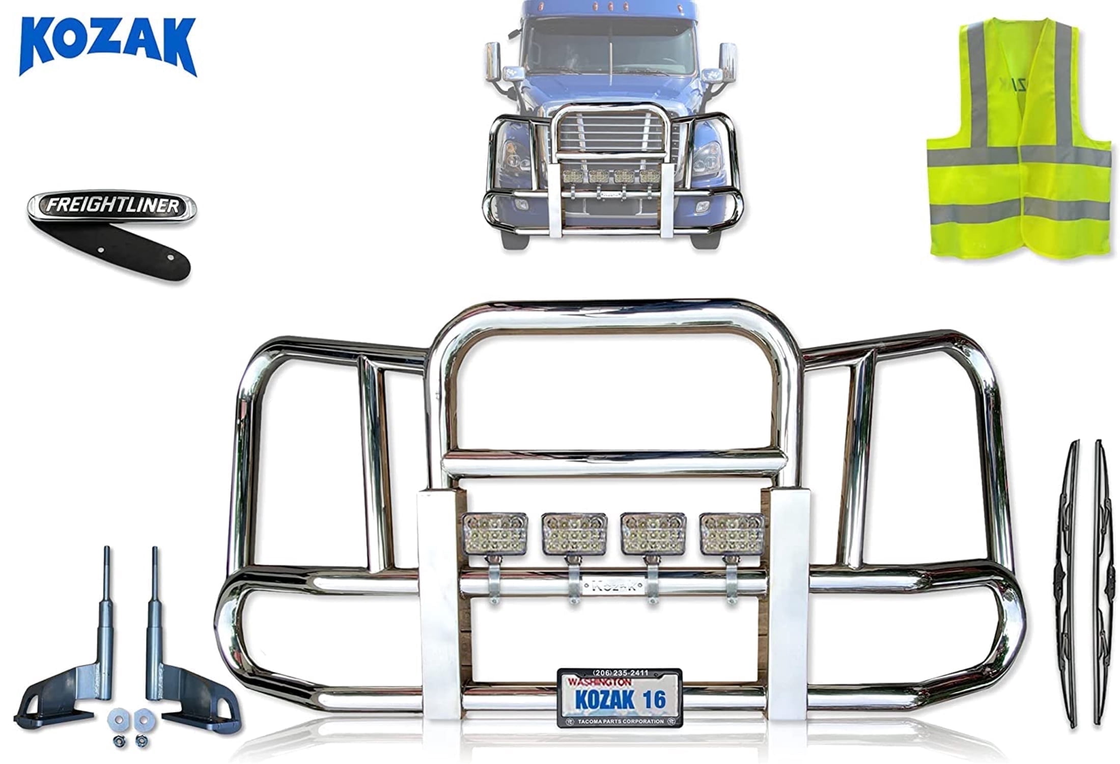 Freightliner Cascadia 2008-2018 Chrome Bumper Grille Deer Brush Guard ...