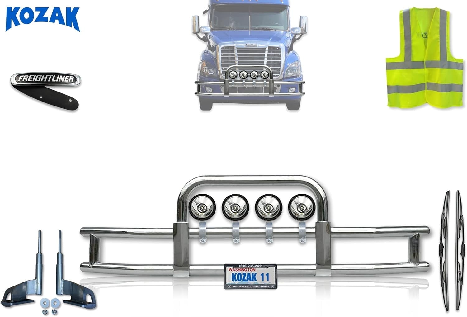 Freightliner Cascadia 2008-2017 Front Bumper Grill Deer Guard - Square ...