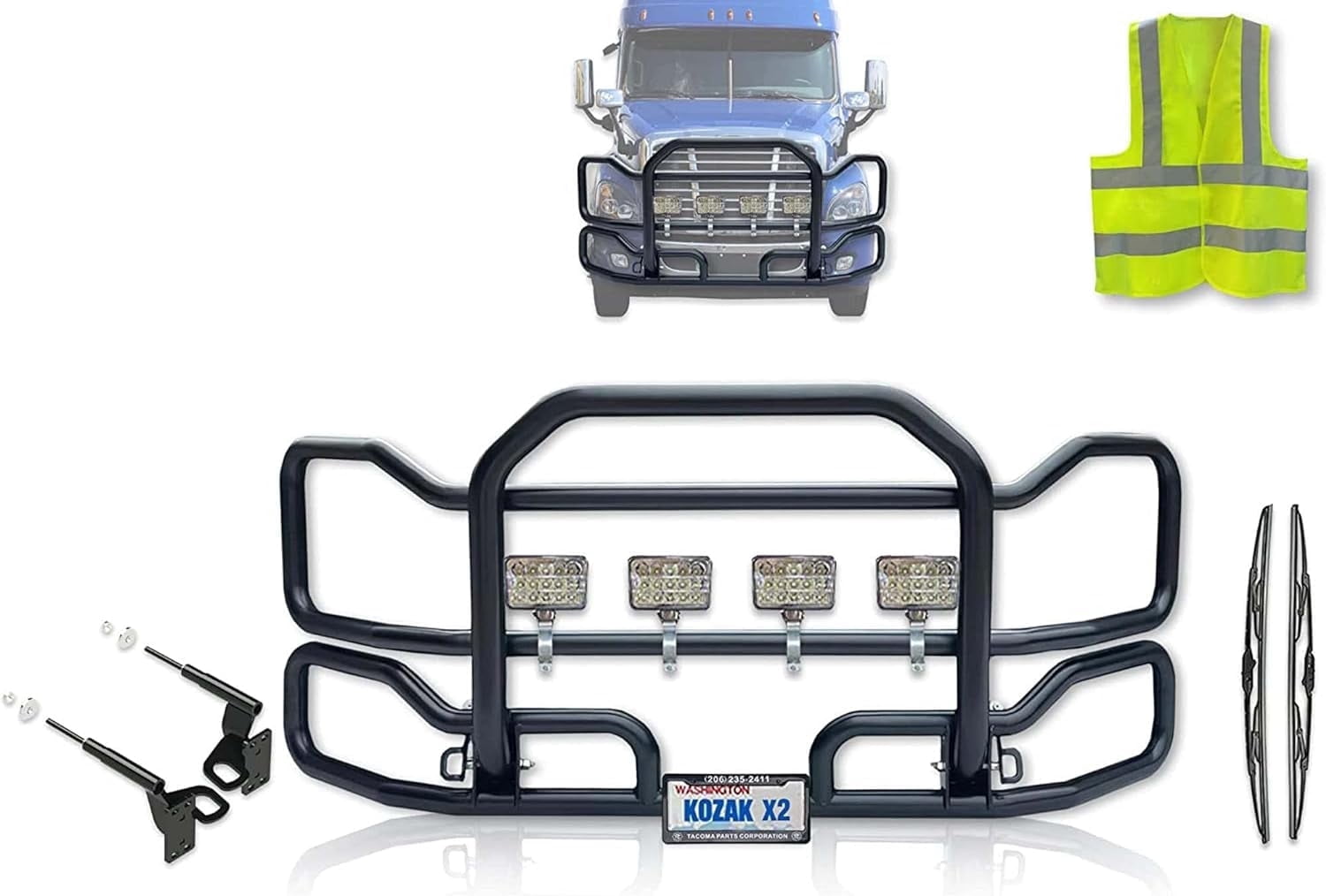Freightliner Cascadia 2008-2017 Grille Bumper Deer Guard - Black ...