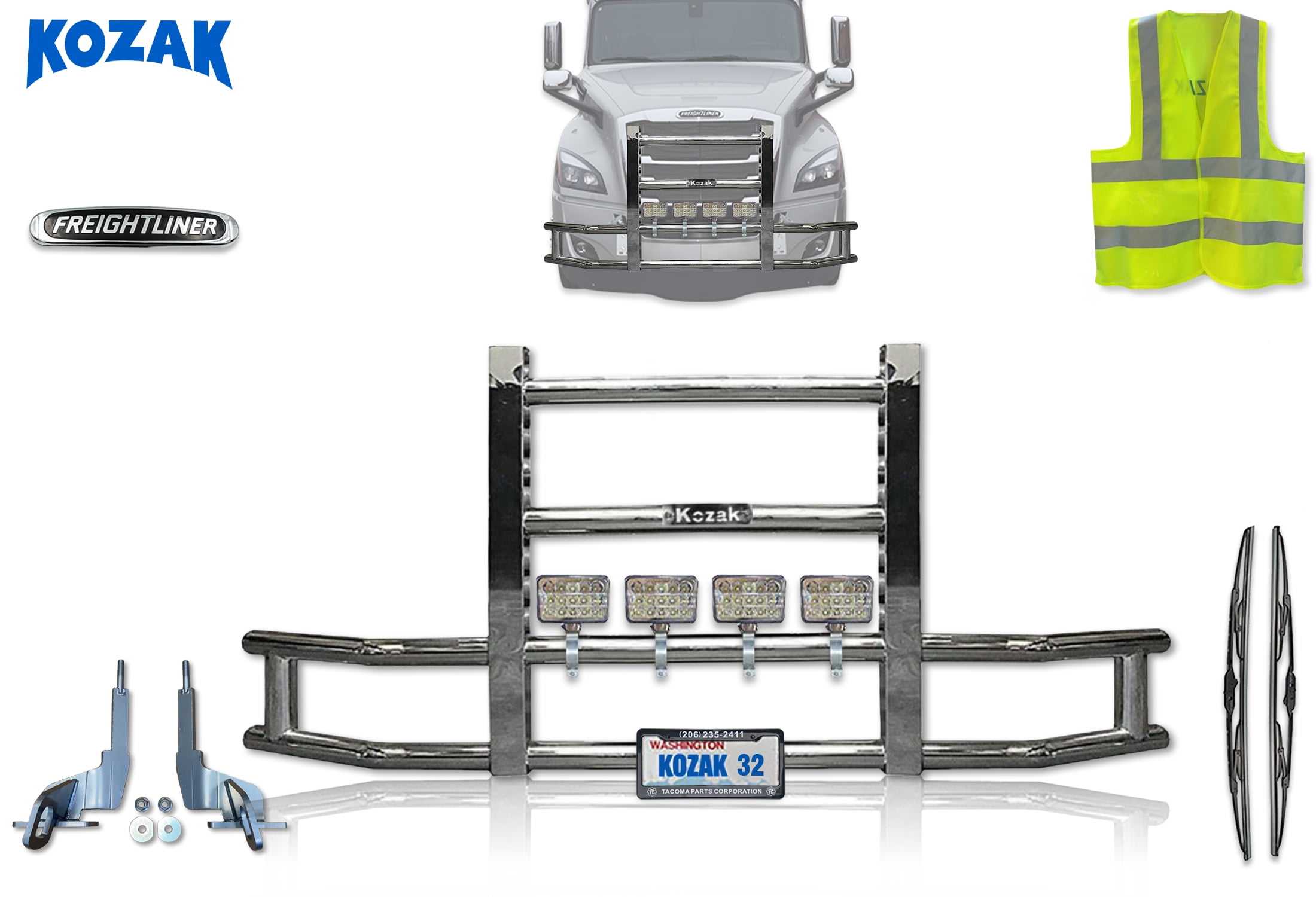 Freightliner Cascadia 2018-2024 Truck Bumper Deer Grille Brush Guard ...
