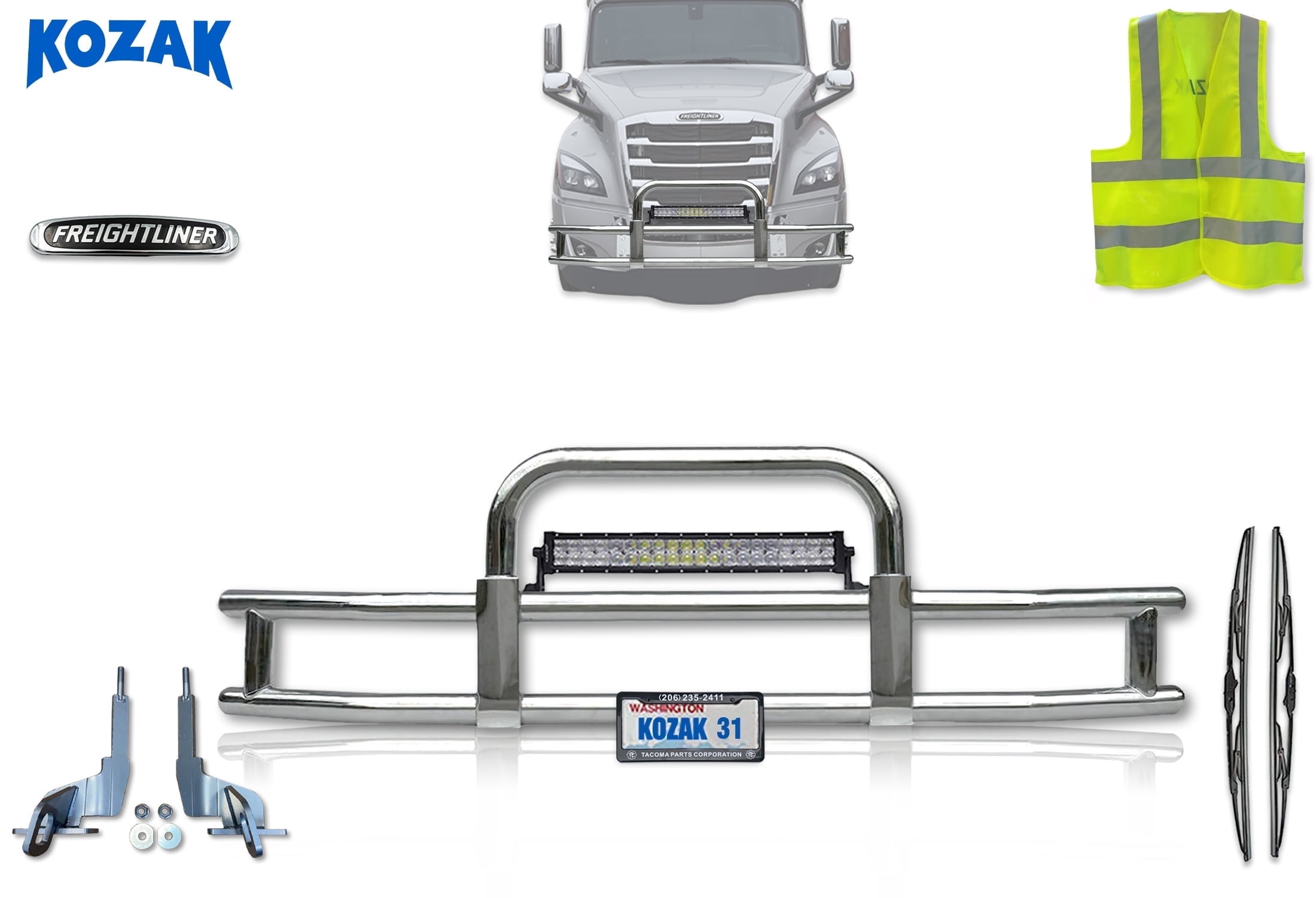 Freightliner Cascadia 2018+ Front Grille Deer Moose Bumper Guard Chrome ...