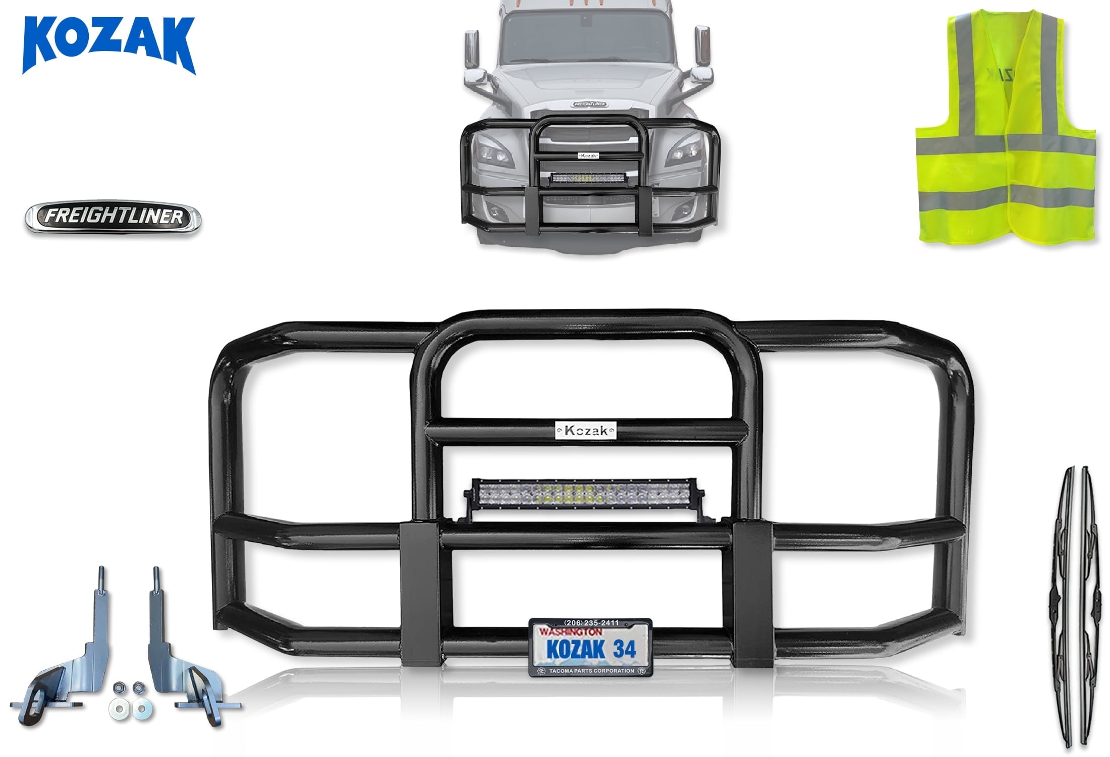 Freightliner Cascadia 2018+ Grille Deer Moose Brush Bumper Guard ...