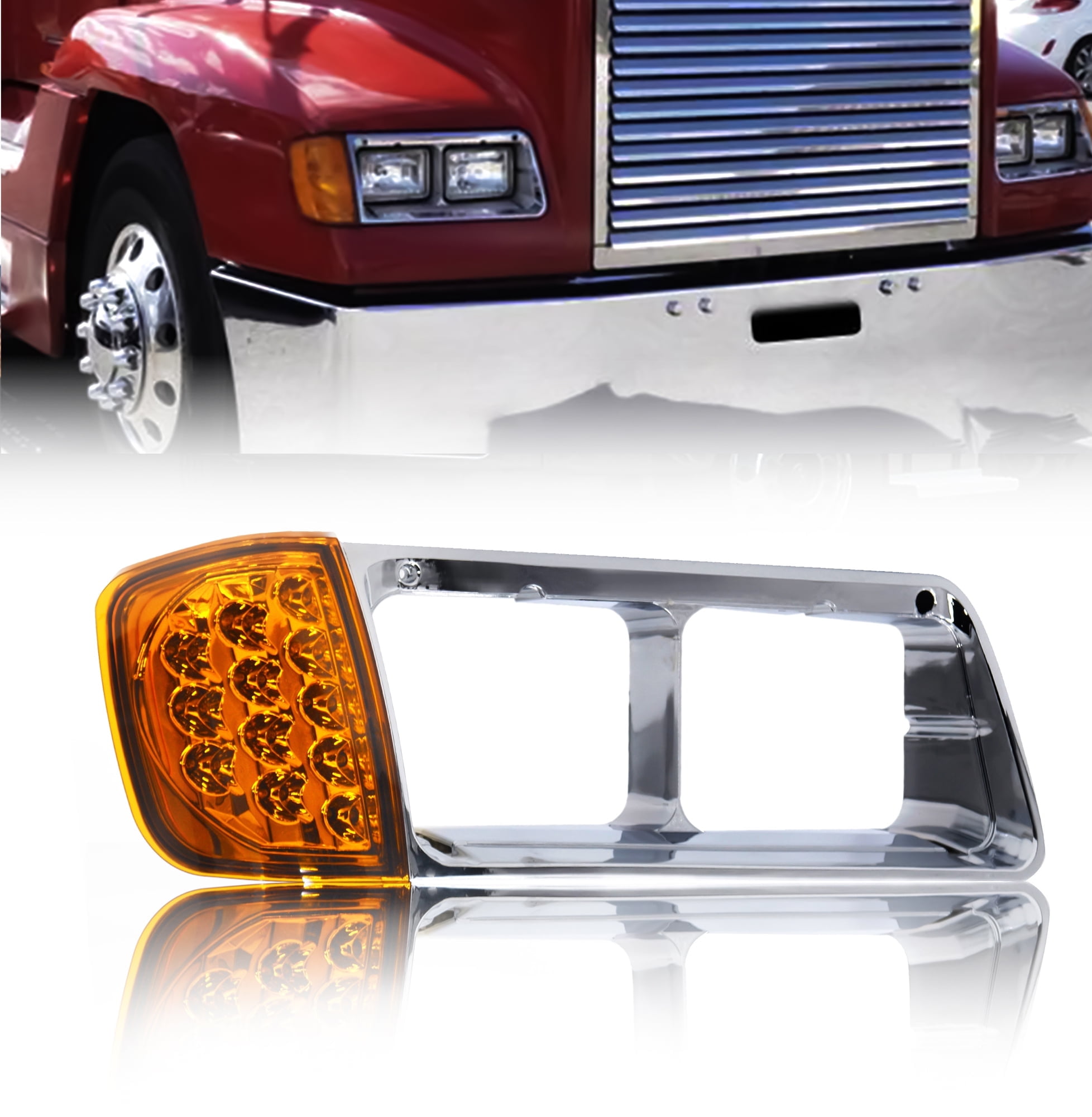 Freightliner FLD Headlight Passenger Side Bezel w/ Led Turn Signal ...