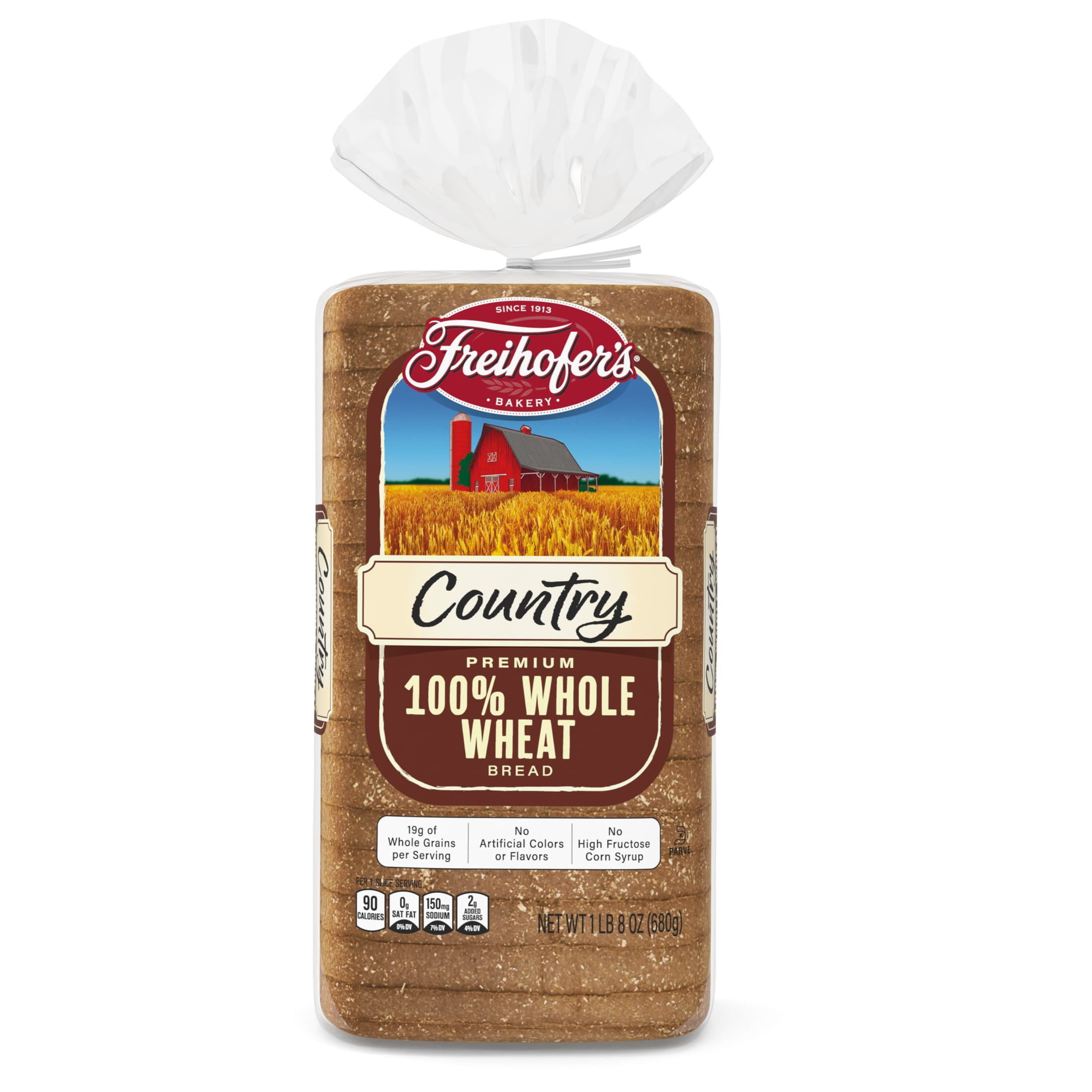 Freihofer's Country Whole Wheat Bread, 24 oz, Wheat Bread, Bag ...