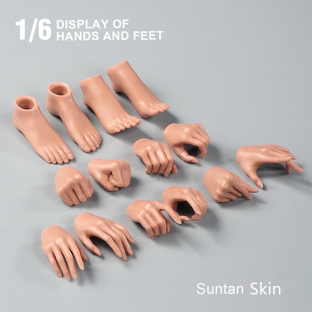 Fremego 1/6 Scale Hands and Foots Model 7 Pairs Accessory Suntan Skin ...