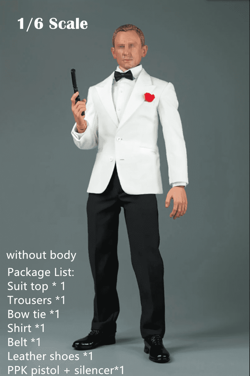 Fremego 1/6 Scale James Bond White Suit Clothes Set Model Fit 12 ...