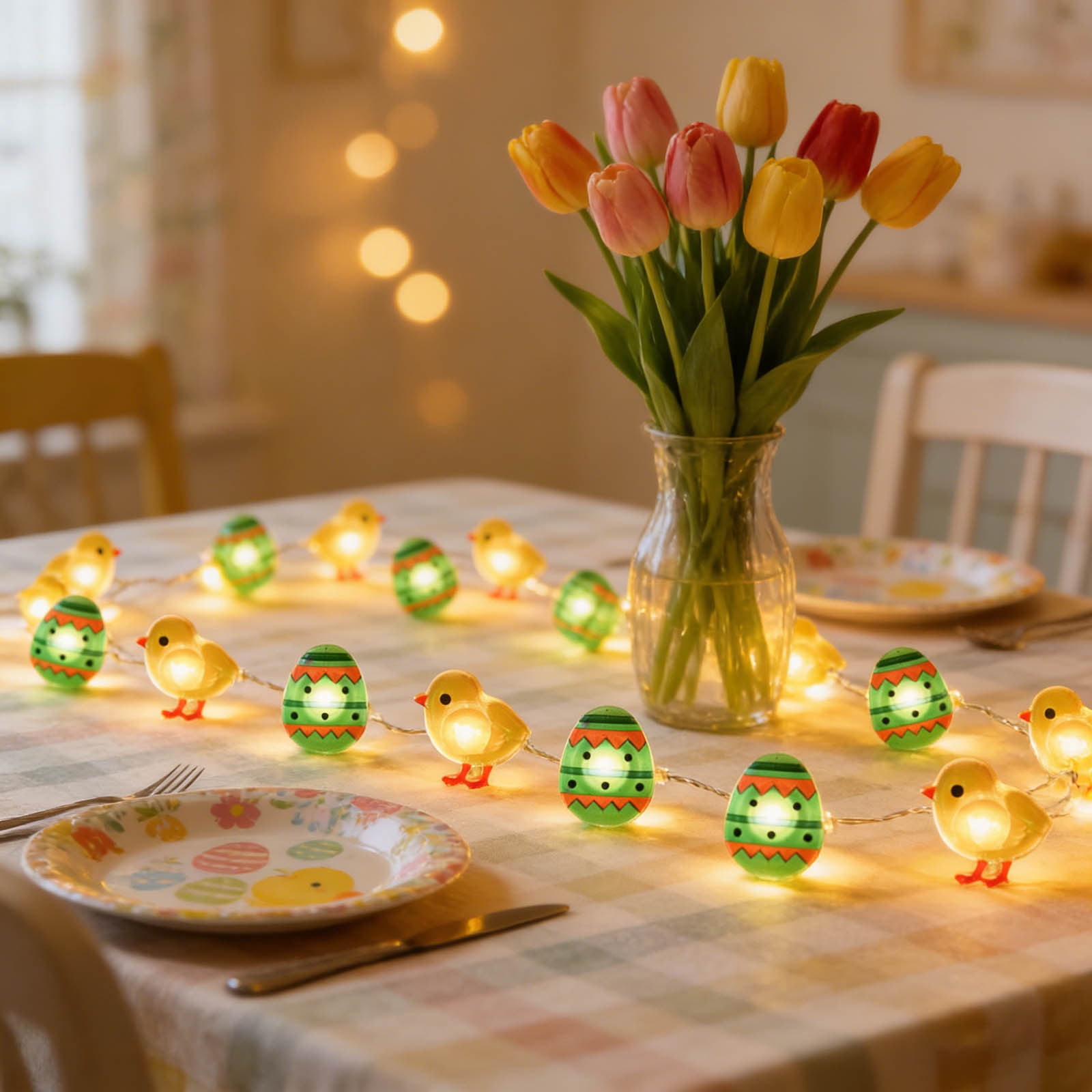 Fren Good Day Easter String Lights Eggs Chicken 30 Leds Fairy Lights ...