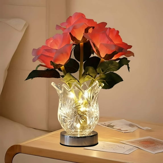 Fren Good Day Rechargeable Led Color Changing Light Roses Crystal Glass ...