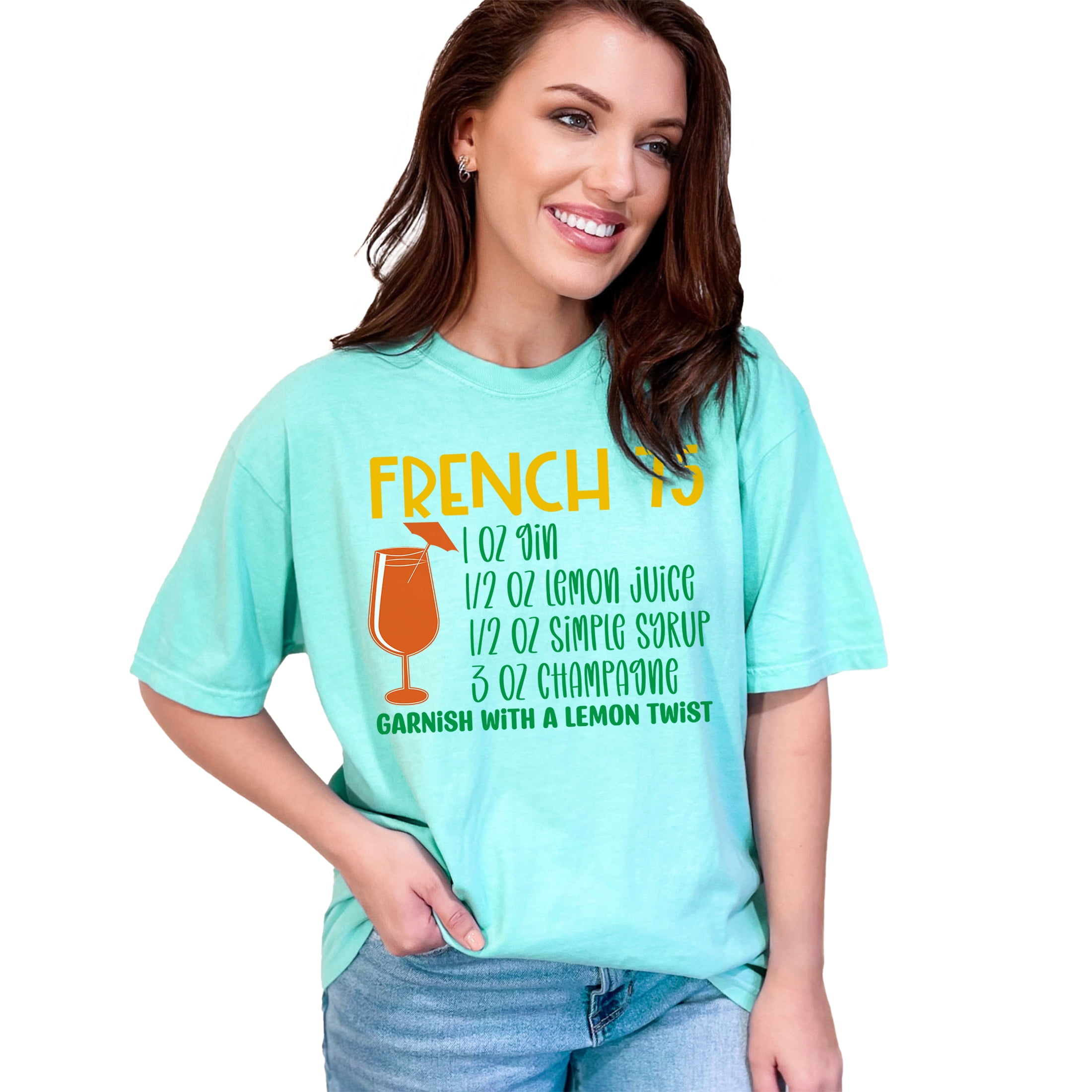 French 75 Cocktail Recipe T-Shirt, Funny Bartender Shirt Gift, Mixology ...