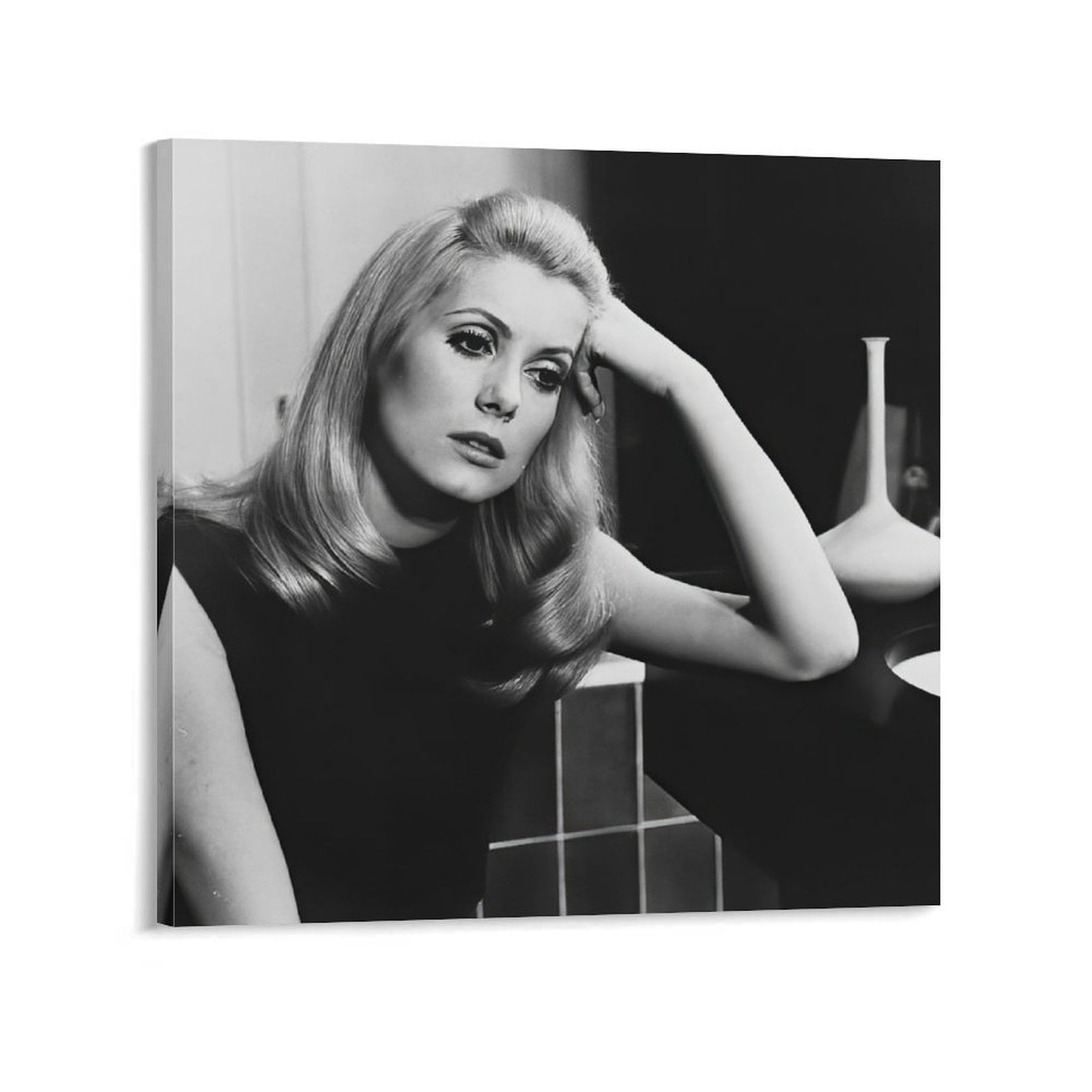French Actress Model Catherine Deneuve Black And White Retro Poster ...