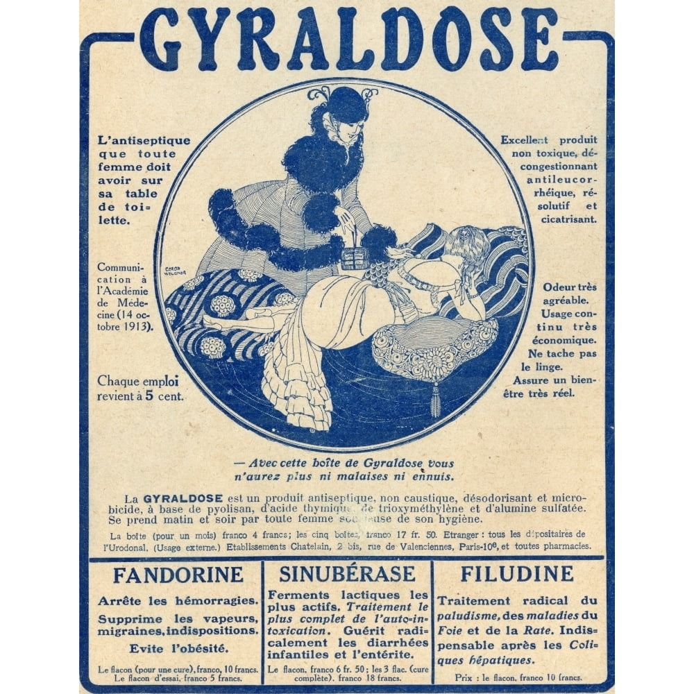 French Advertisement C.1916 For Gyraldose An Antiseptic Feminine ...