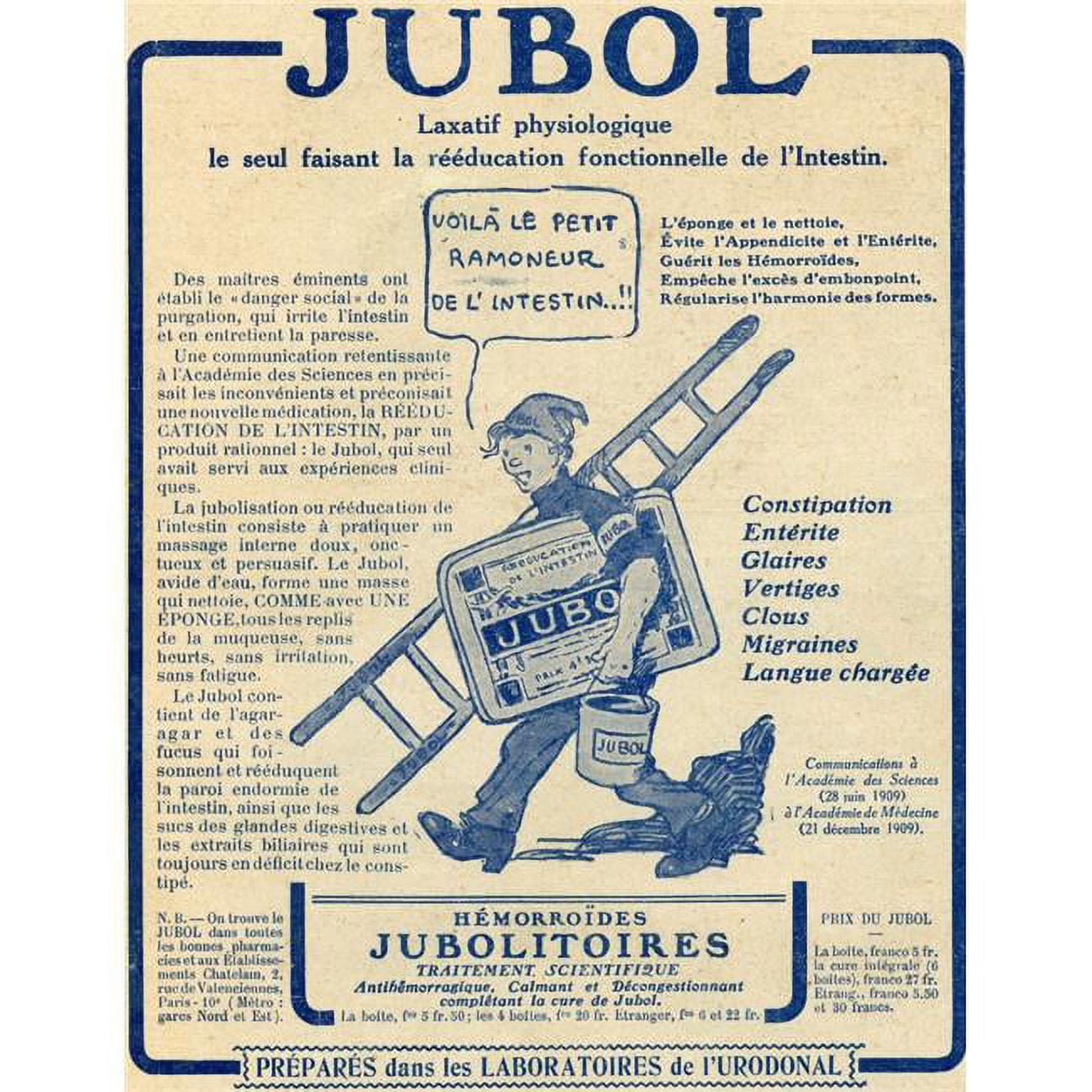 French Advertisement C.1916 For Jubola Laxative. Poster Print - Walmart.com
