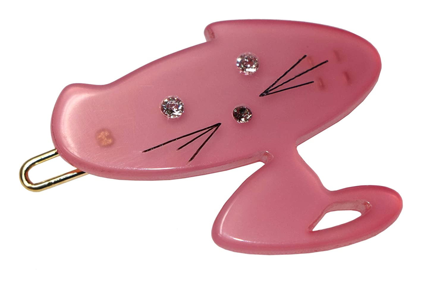 French Amie Cute Kitty Crystals Light Pink Small 1 3/4” Handmade Side ...