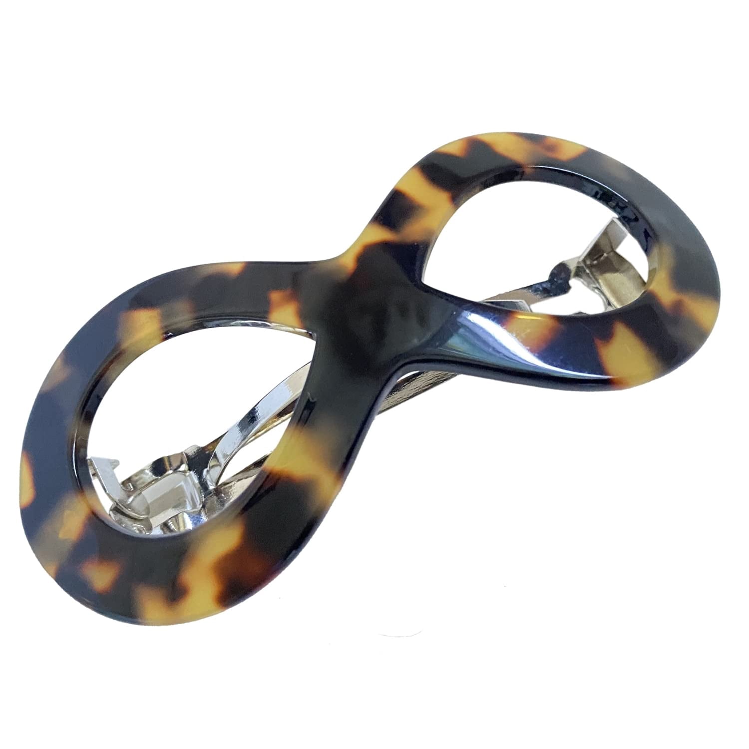 French Amie Infinity Loop 3” Celluloid Handmade Automatic Hair Barrette ...