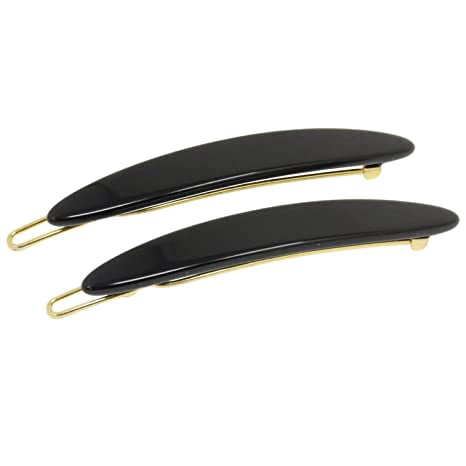 French Amie Narrow Oblong Small Set of 2 Hair Slide-in Barrette Clips ...