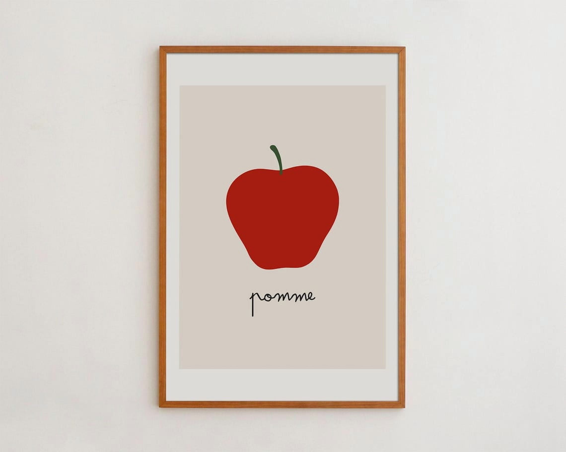 French Apple Kitchen Print Poster Pomme Wall Art, Nursery Decor ...