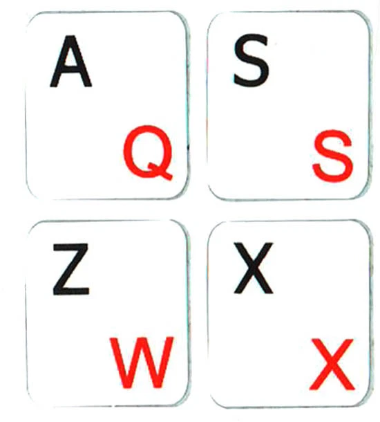 French Azerty- English Us Keyboard Sticker Non Transparent White ...