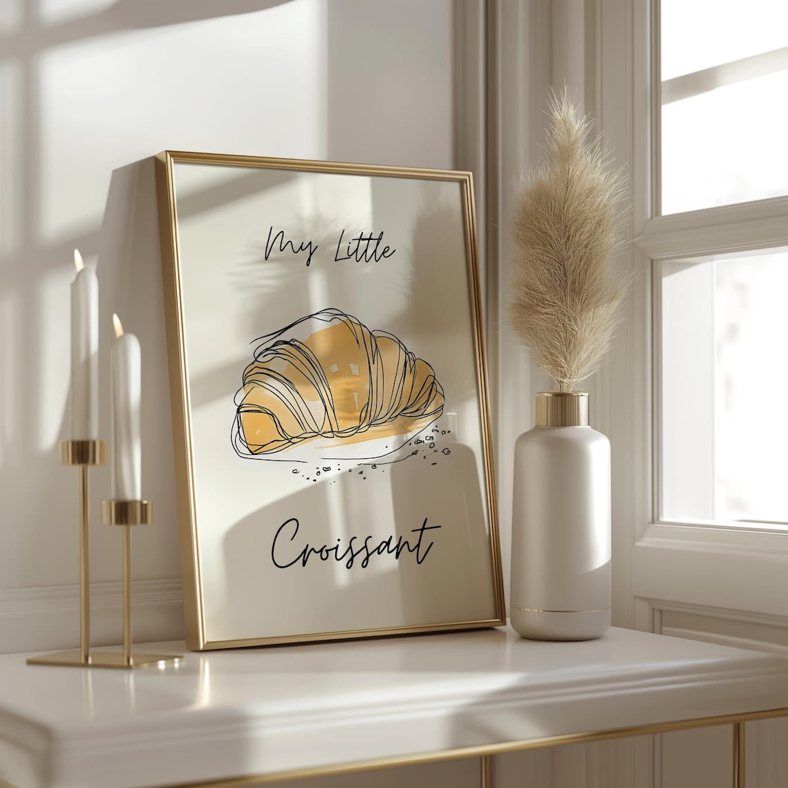 French Bakery Wall Art, My Little Croissant Poster, Retro Kitchen Decor ...