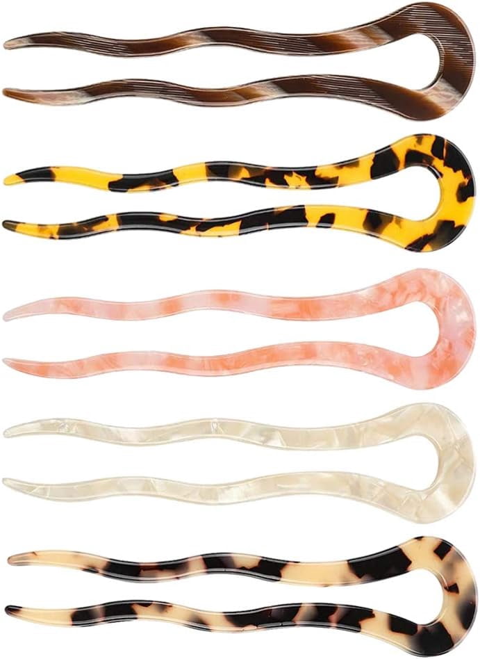 French Barrette 5pcs French Style U Shaped Hairpin, Wavy Hair Pins Hair ...