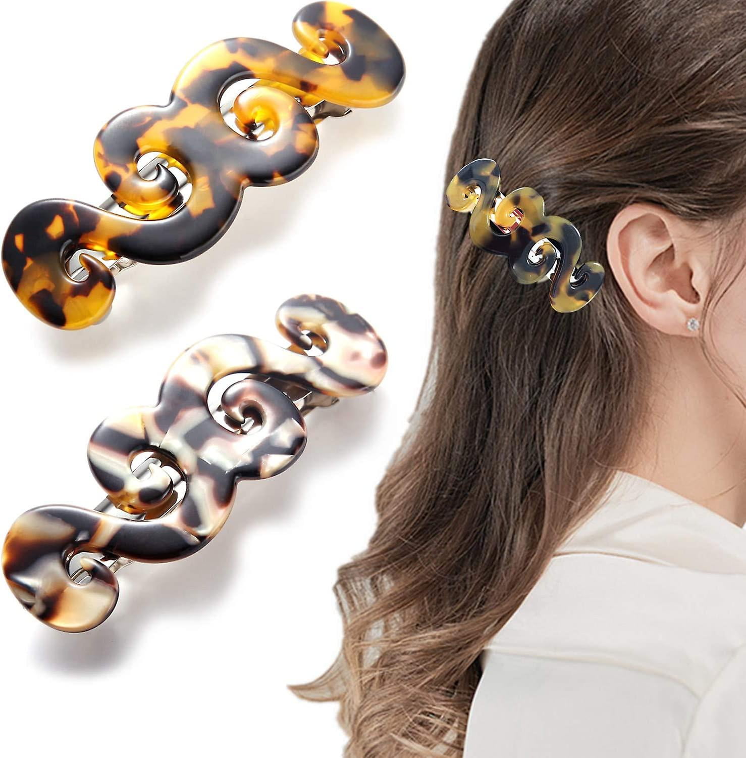 French Barrette Hair Clips Tortoise Shell Hair Slides Automatic Clasp ...