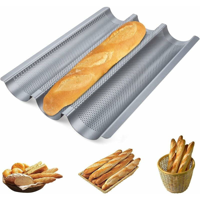French Baton Bread Pan Tray,Non-Stick Baguette Pans,French Bread Stick ...