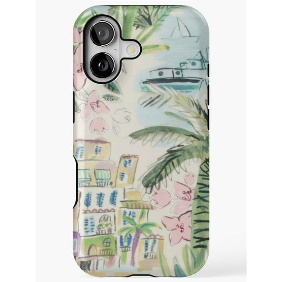 French Beach Town Design iPhone Case Compatible with iPhone 11 12 13 14 ...