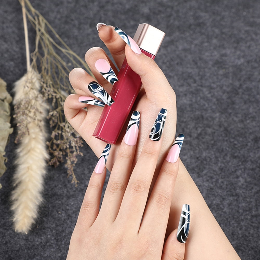 Black And White Tips Acrylic Nails