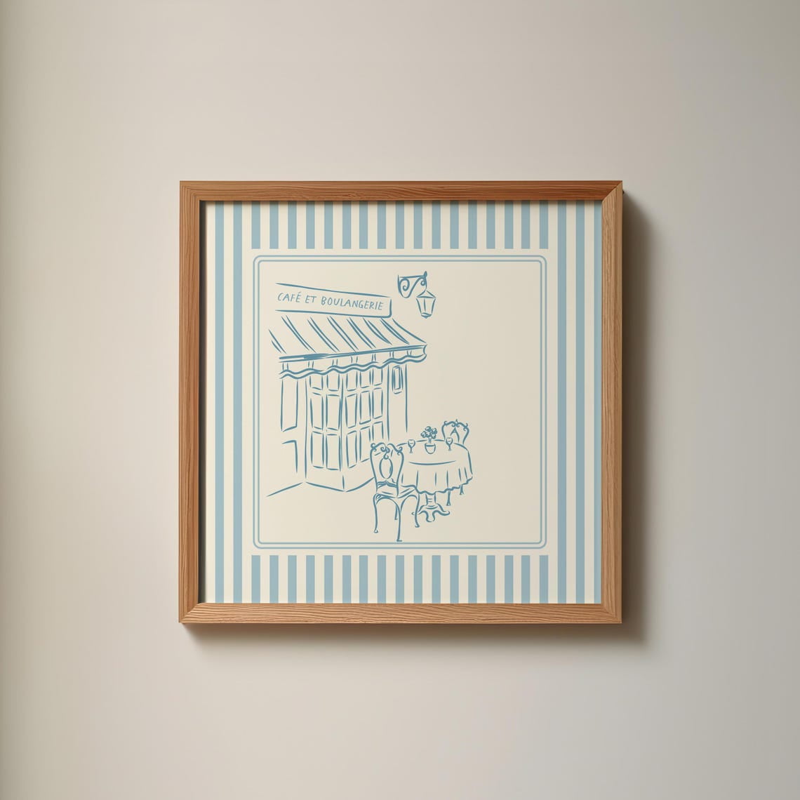 French Blue Cafe Square Print, Instant Trendy Decor On Demand ...