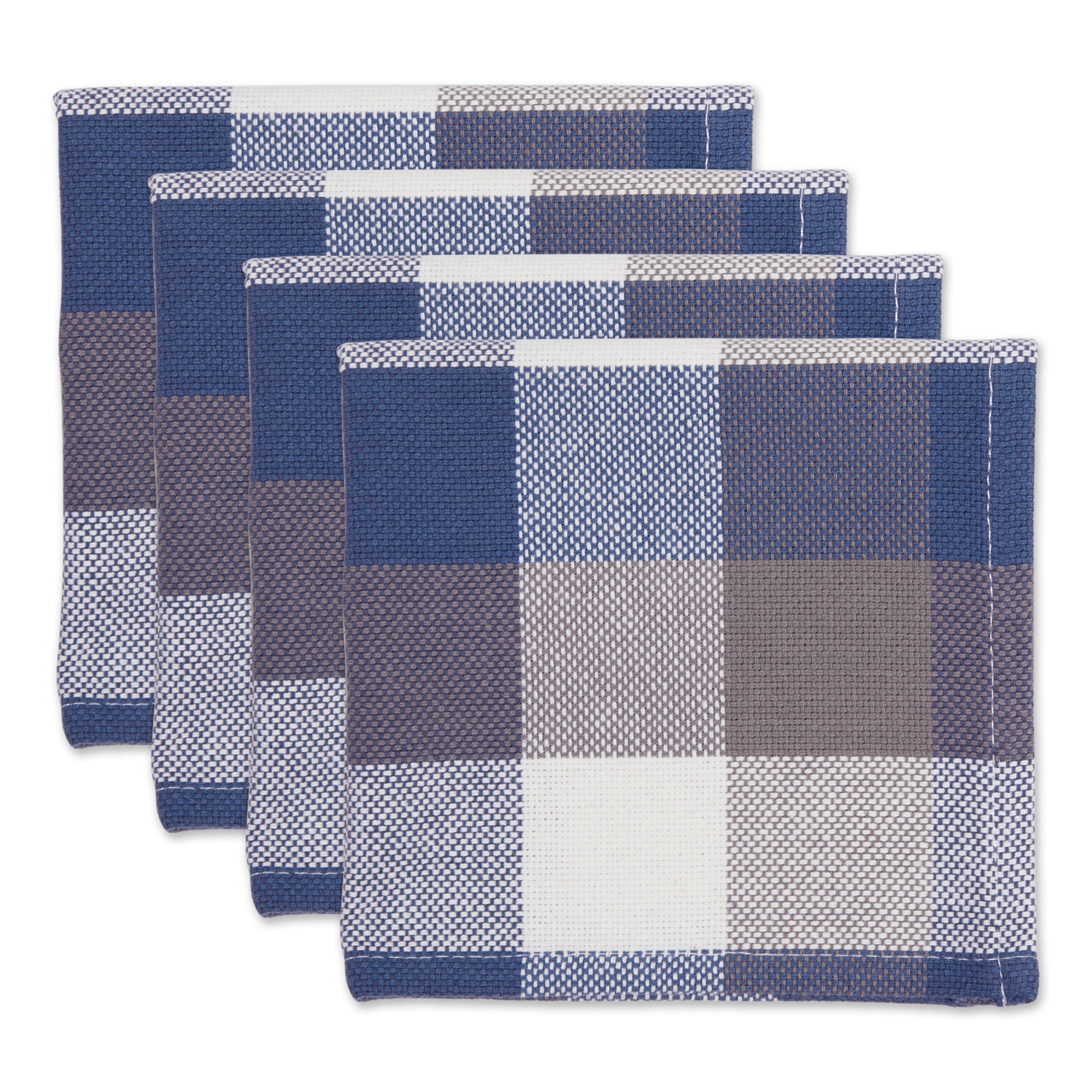 French Blue Tri Color Check Dishcloth (Set of 4) - Walmart.com