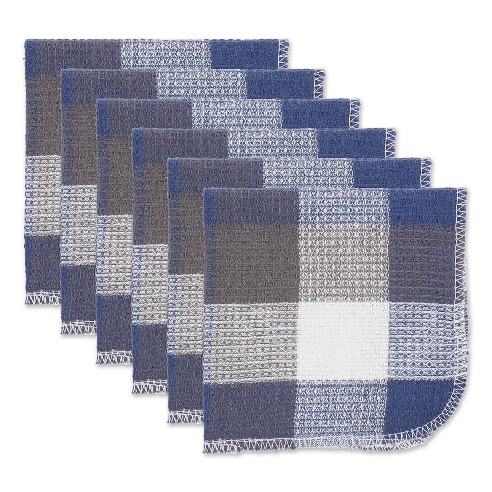 French Blue Tri Color Check Scrubber Dishcloth (Set of 6) - Walmart.com