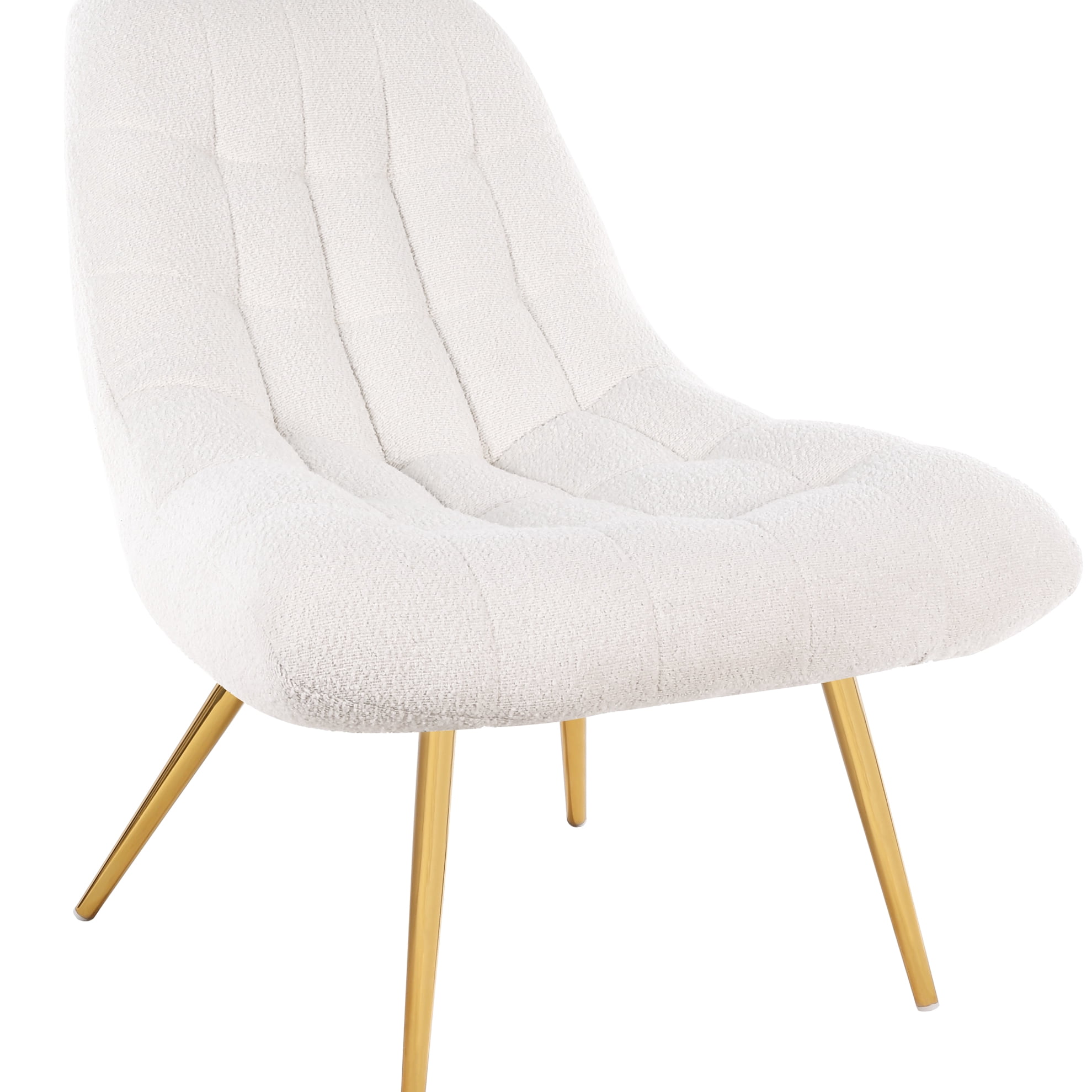 French Boucle Relaxing Seat - Mid-century Modern Style, Beige, , High ...