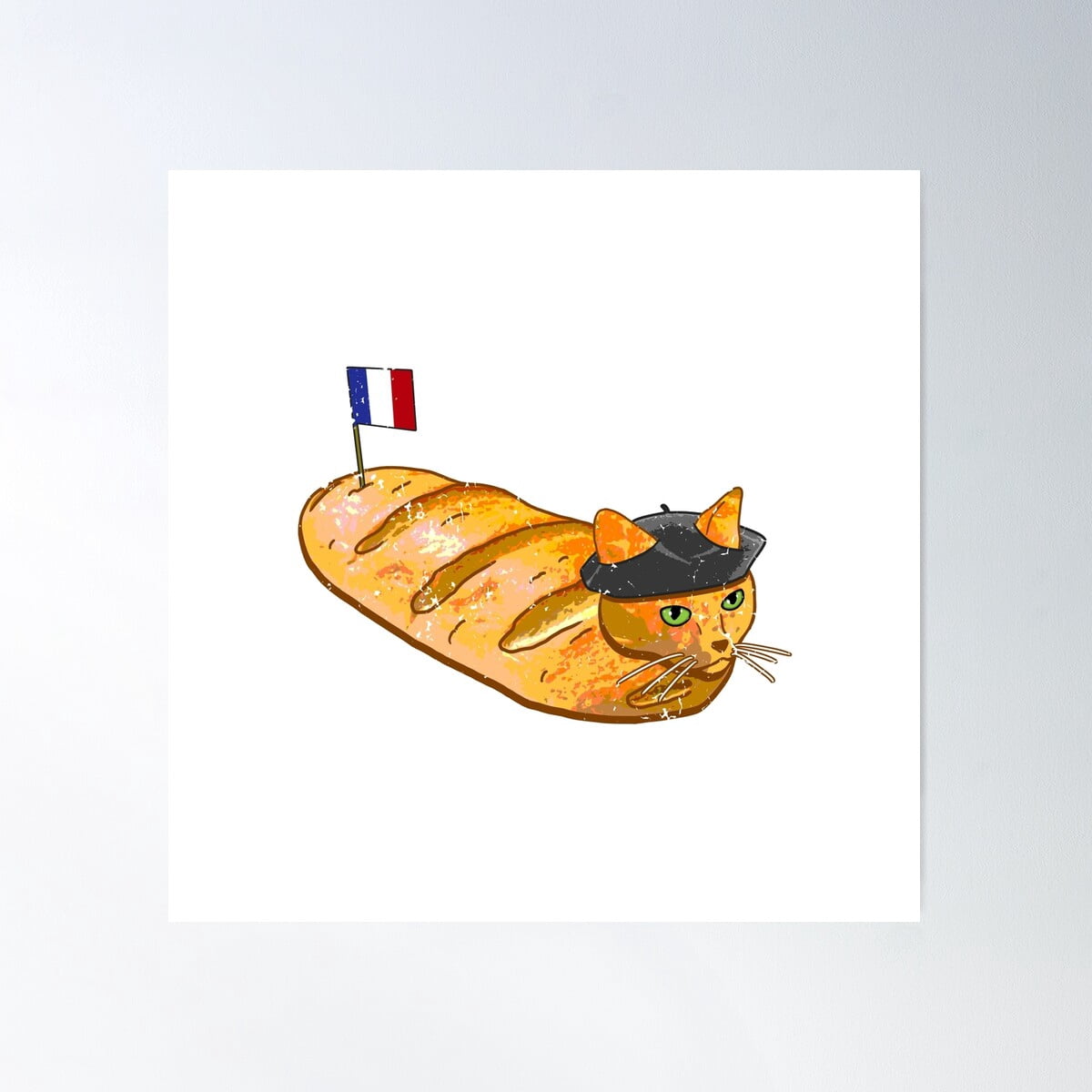 French Bread Cat Loaf Poster Wall Art, Modern Wall Decor For Living ...