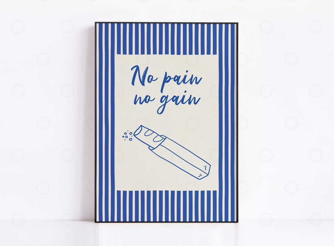 French Bread No Pain No Gain Baguette Pun Kitchen Wall Art, Unframed ...